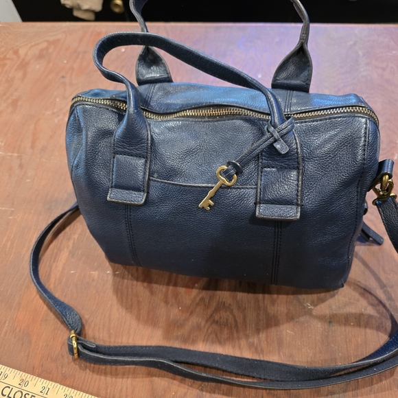 Fossil | Bags | Fossil Navy Blue Leather Handbag | Poshmark